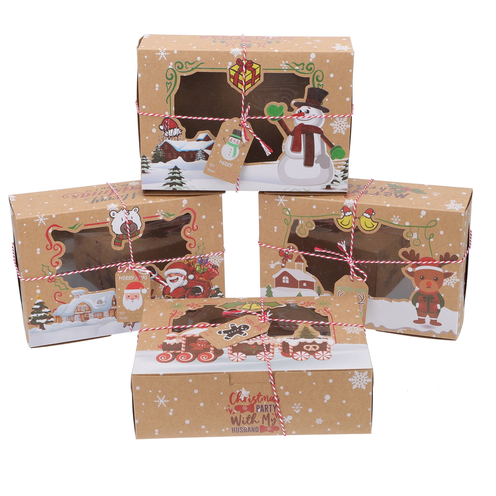 12Pcs Delicate Christmas Humanoid Gingerbread Storage Boxes Kraft Paper ...