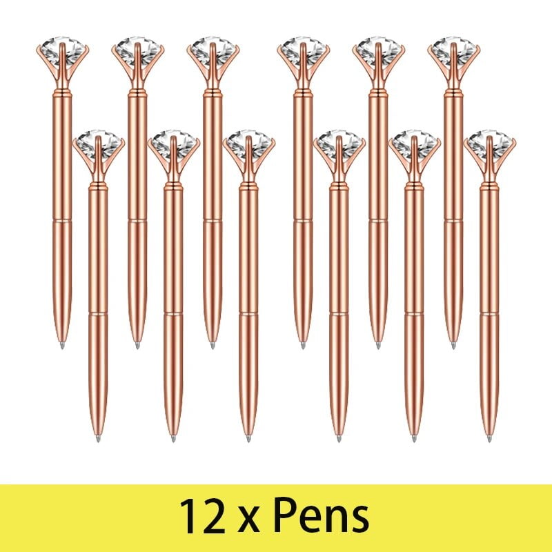 12Pcs Diamond Pen Diamond Ballpoint Pen Black Ink Shiny Pen Crystal ...