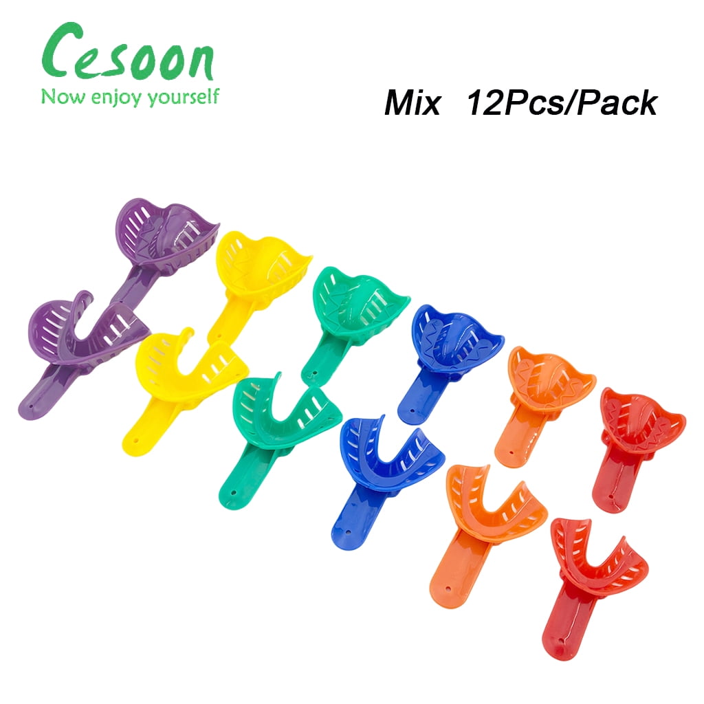 12Pcs Disposable Plastic Dental Impression Trays Colorful Teeth Holder ...