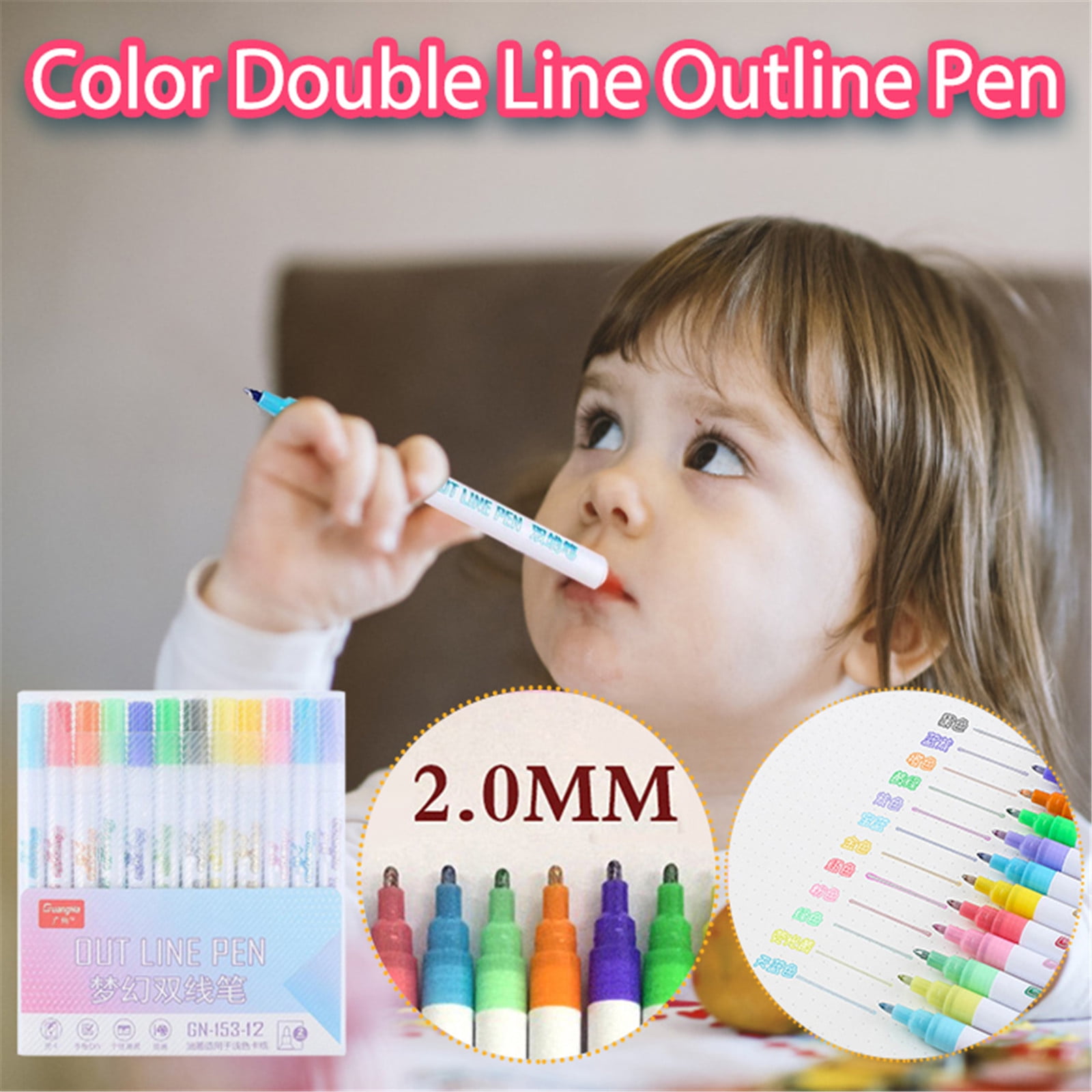 12Pcs Double Line Outline Markers – Metallic Markers & Outline Markers ...