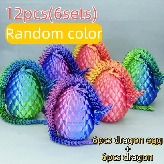 12Pcs Dragon & Dragon Egg Statue Set - Random Color 11.8"Dragon & 3.54 ...