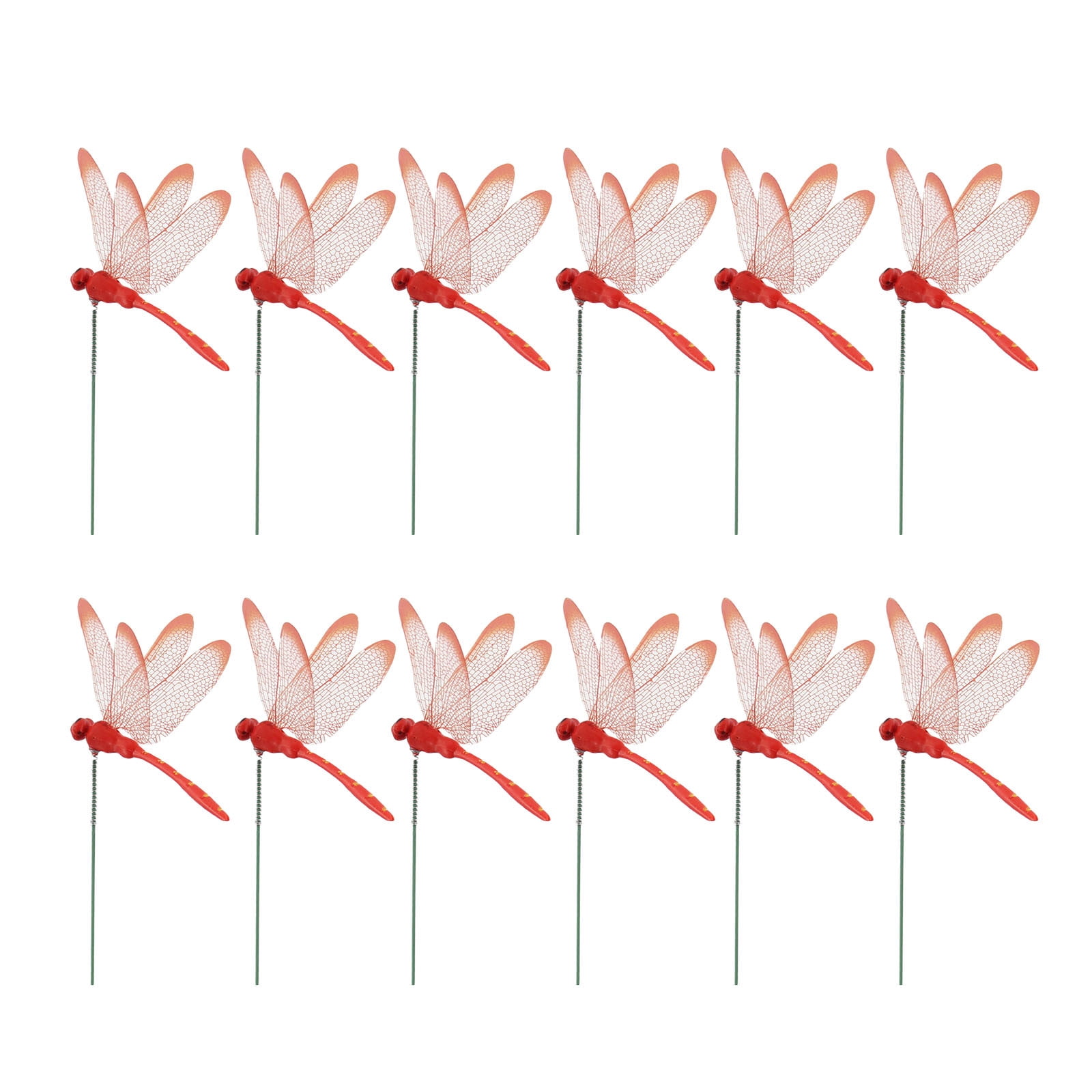 12Pcs Dragonfly Stakes, Outdoor Garden Decor, 9.8In Waterproof PVC Yard ...