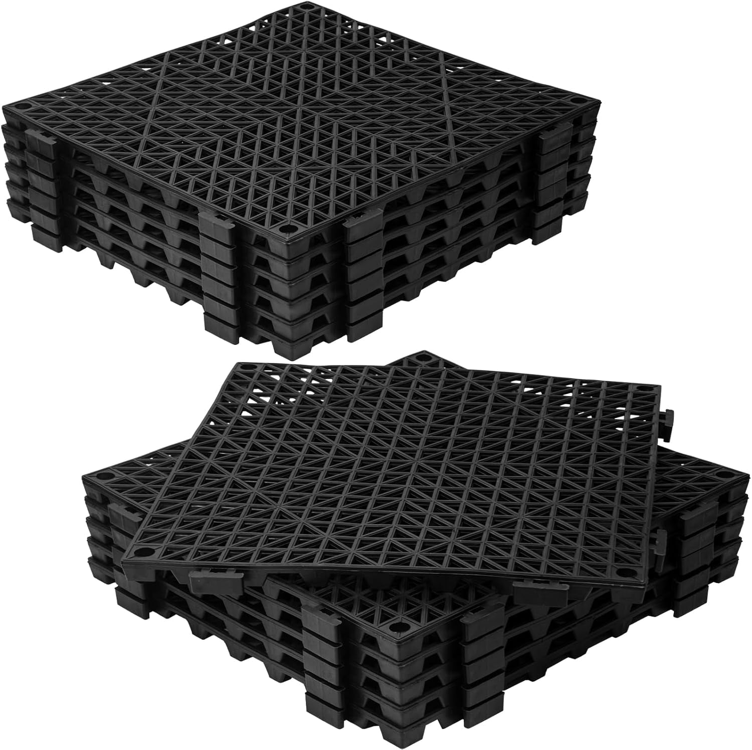 12Pcs Drainage Interlocking Floor Tiles 11.8" x 11.8", Modular Cushion ...