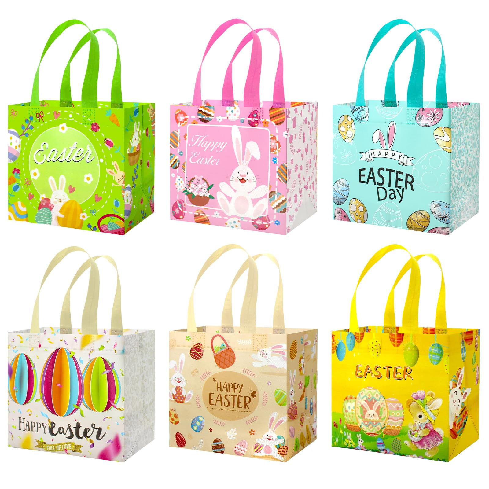 12Pcs Easter Gift Bags Reusable Easter Tote Bags with Handles ...
