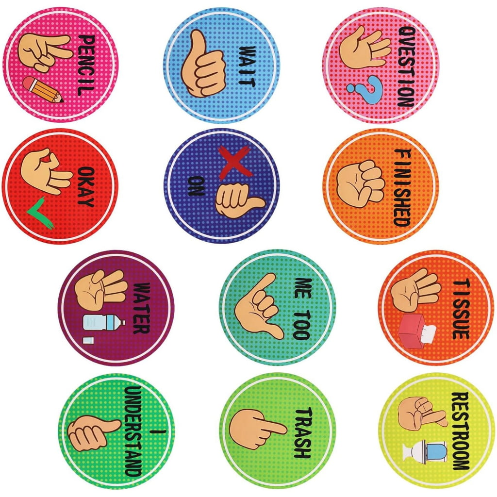 12Pcs Educational Hand Signals Charts Visual Learning Tool Classroom ...