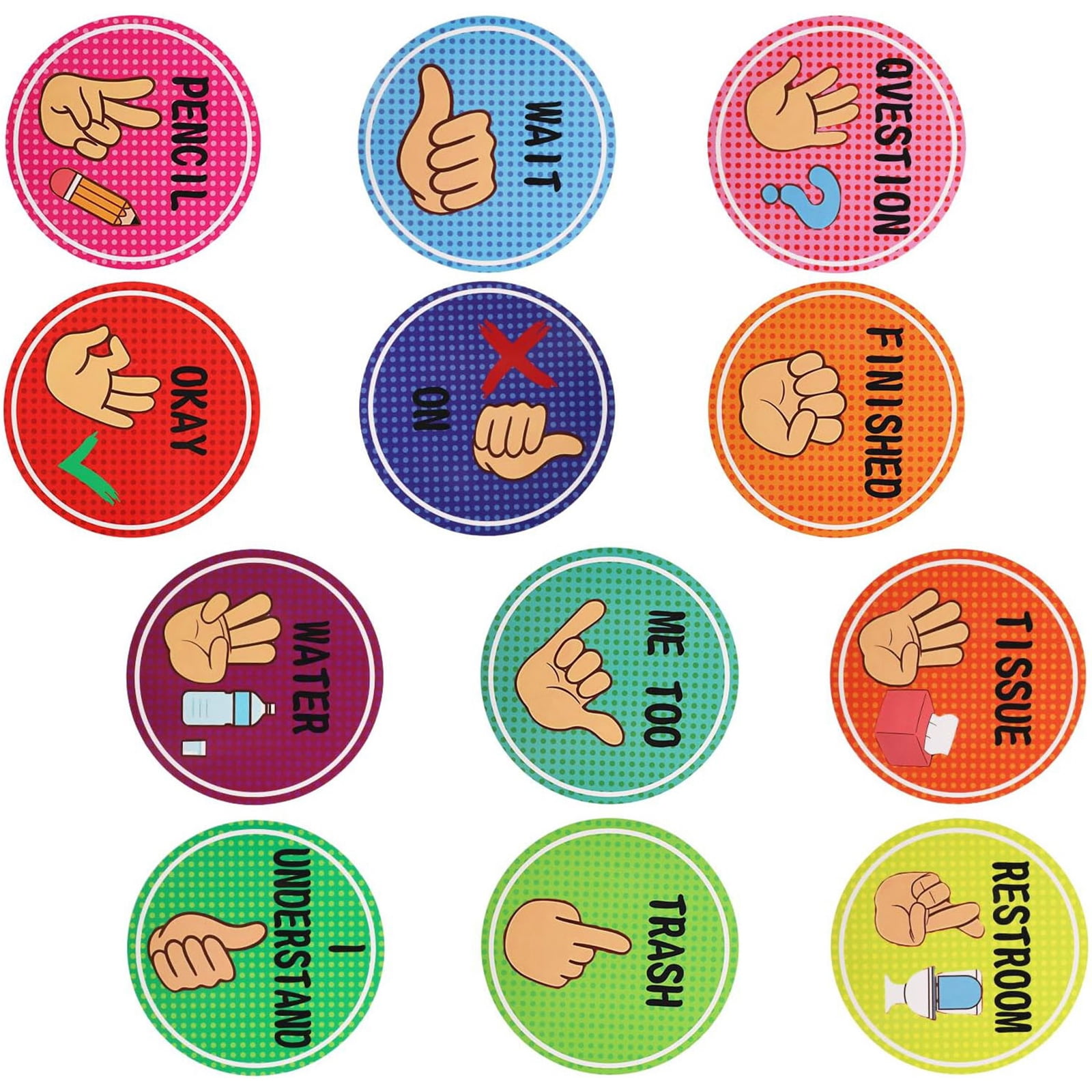 12Pcs Educational Hand Signals Charts Visual Learning Tool Classroom ...