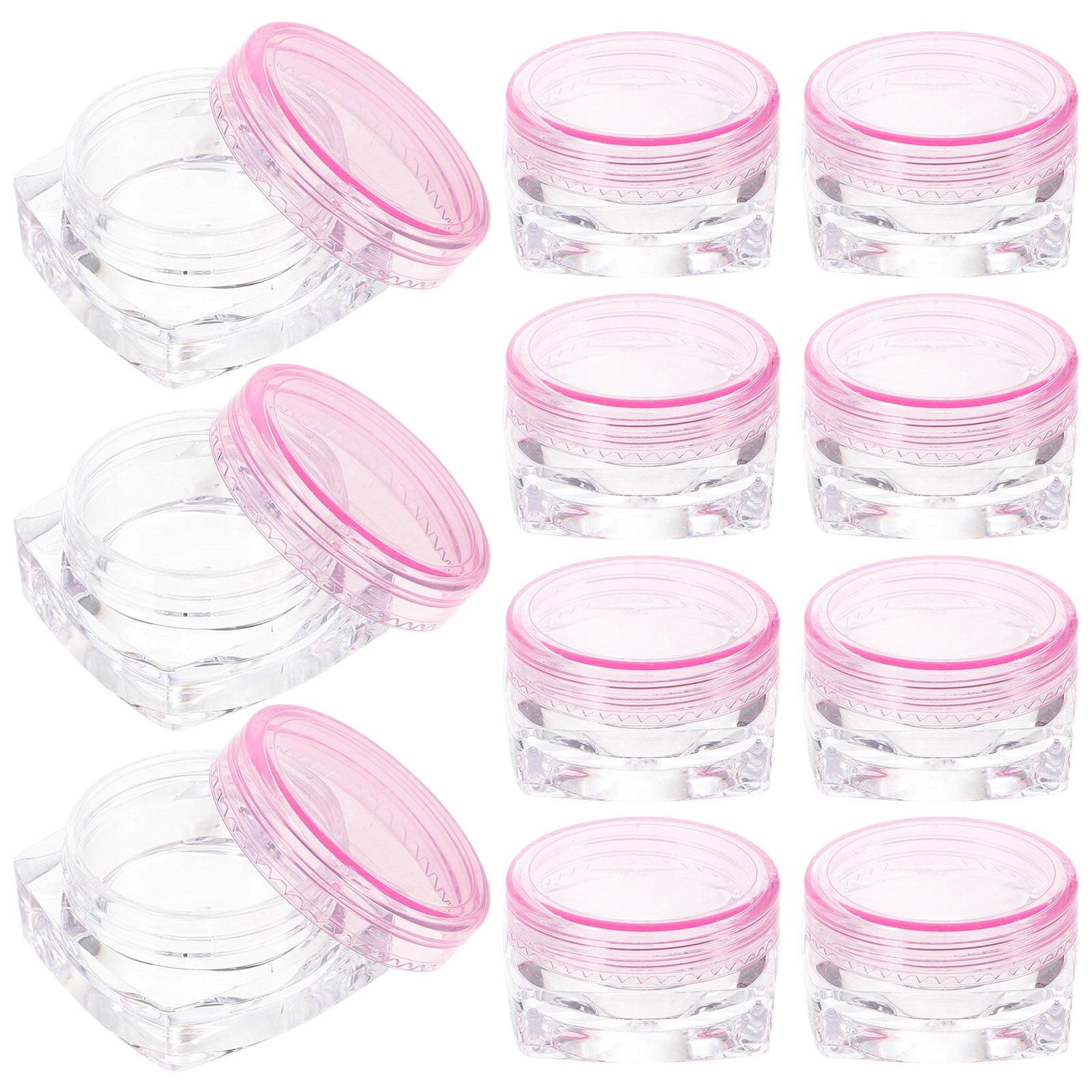 12 Pieces Pink Plastic Cosmetic Jars for Home Use Lightweight Compact ...
