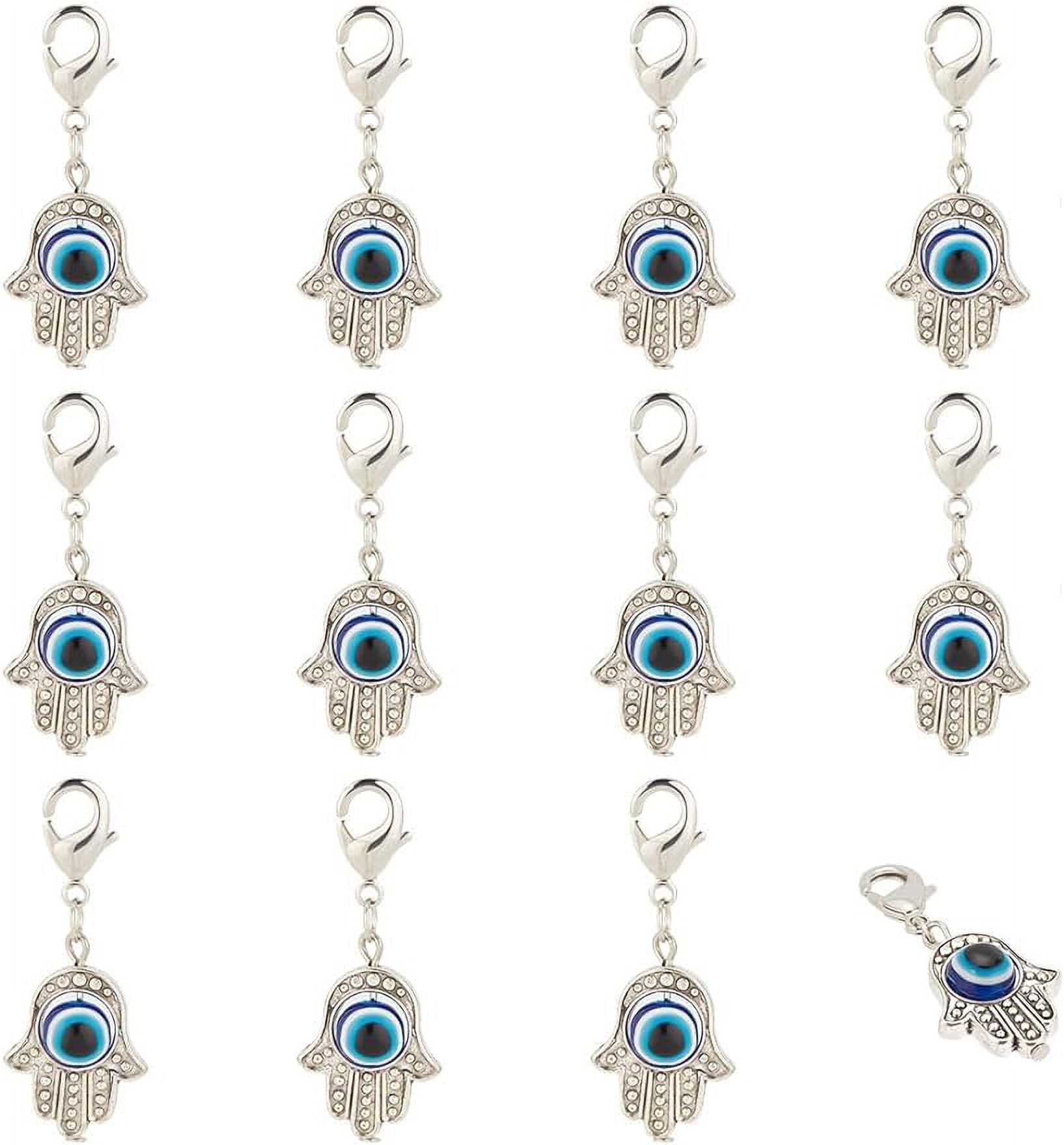 12Pcs Evil Eye Hamsa Hand Charm with Lobster Clasp Resin Evil Eye Charm ...