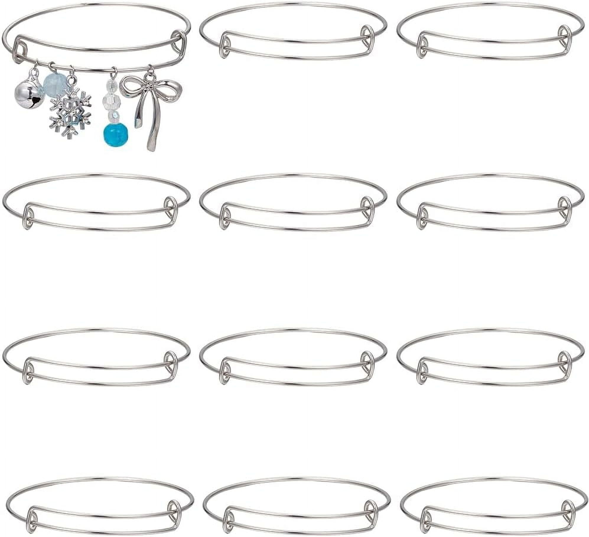 12Pcs Expandable Bangle Bracelets Wire Bangle Bracelet 304 Stainless ...
