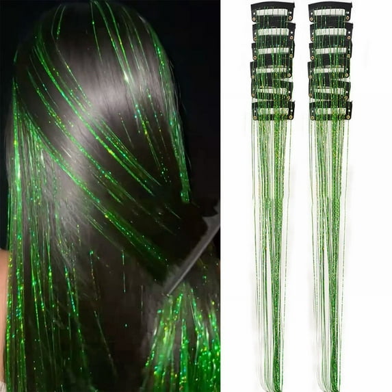 12Pcs Fairy Hair Tinsel Kit, 20.5 Inch Hair Tinsel,Festive Rainbow Hair ...