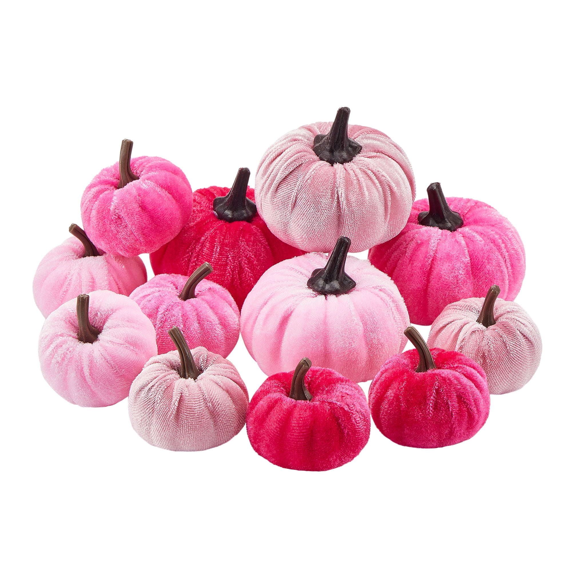 12Pcs Fall Velvet Pumpkin Blue White Artificial Pumpkins 2 Sizes Fake ...