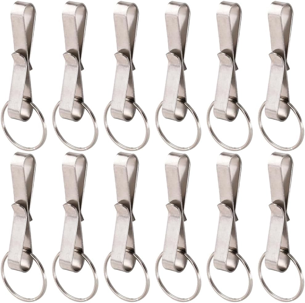12Pcs Fish Hook Keychain Clip Keychain Belt Clip Stainless Steel ...