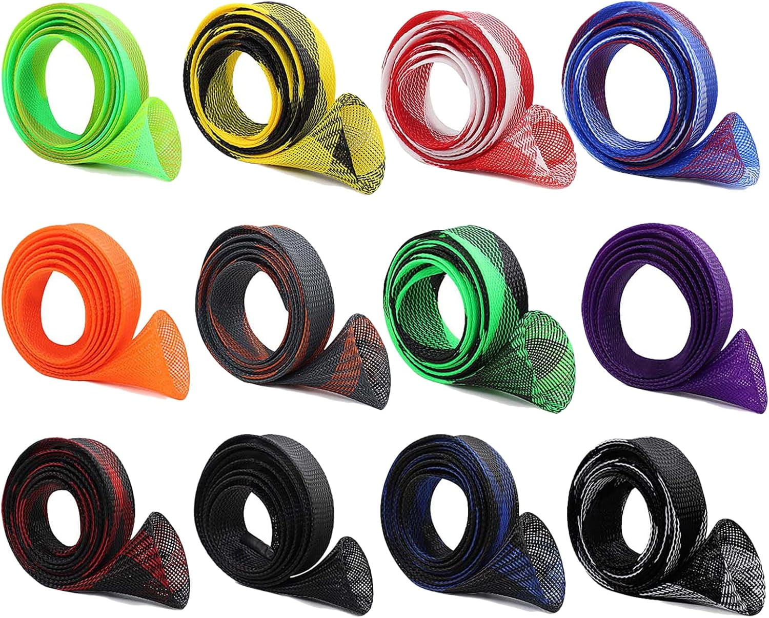 12Pcs Fishing Rod Sleeve Rod Socks 67inches Rod Covers Braided Mesh Rod ...