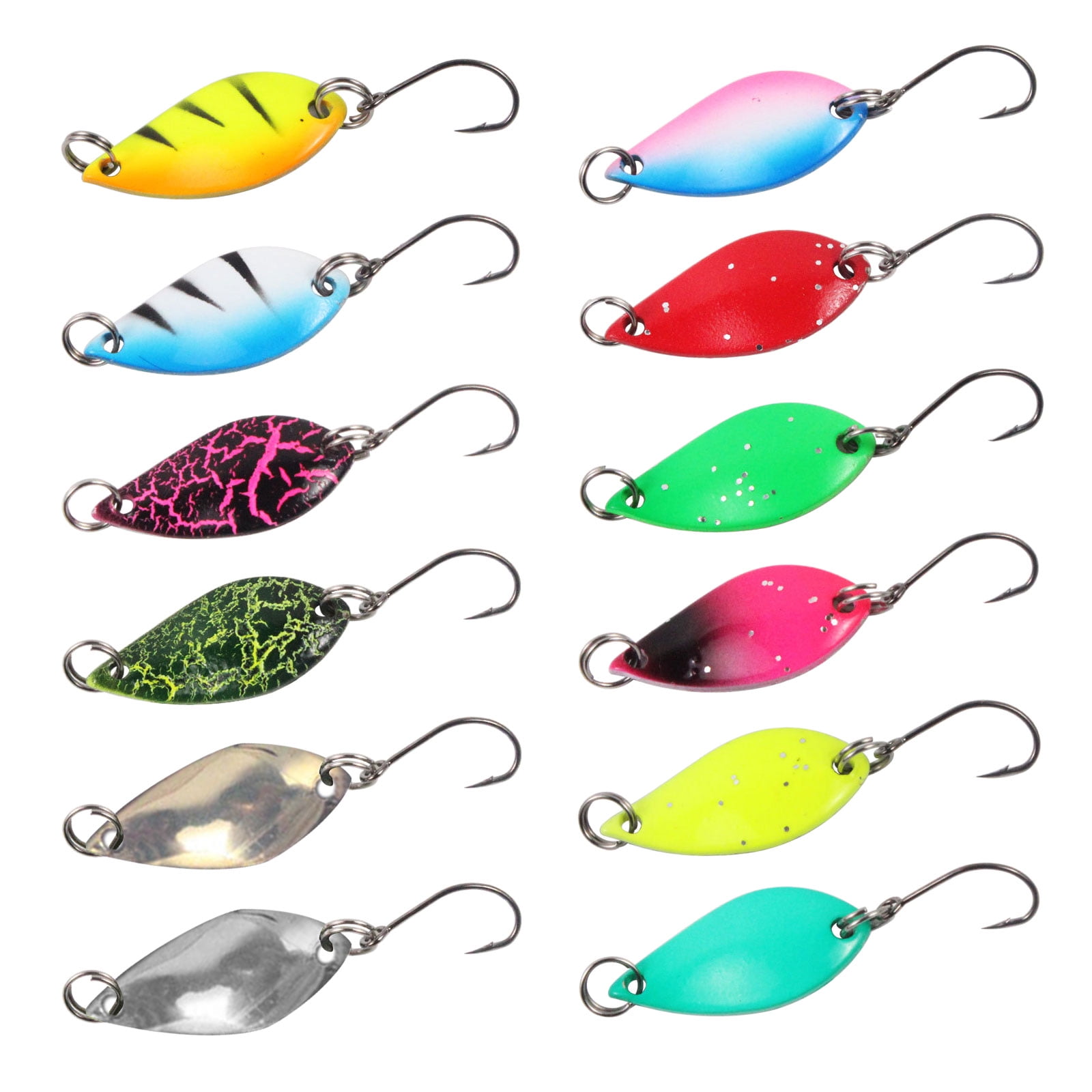 12Pcs Fishing Spoons Lures Metal Lures Baits Trout Bass Castings ...