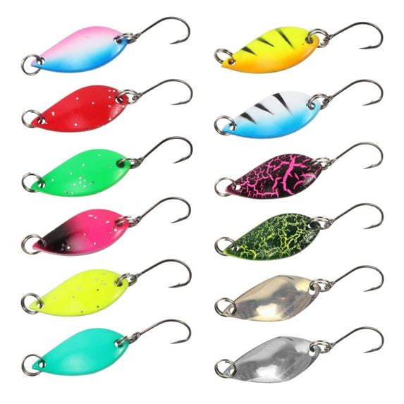 12Pcs Fishing Spoons Lures Triple Hook Set, Spoons Hard Fishing Lures ...