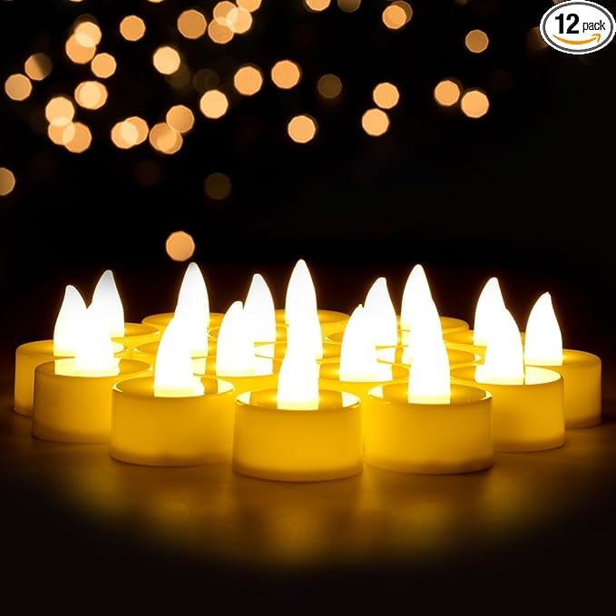 12Pcs Flameless Candles, Electric Small Tea Lights, Fake LED Candle ...