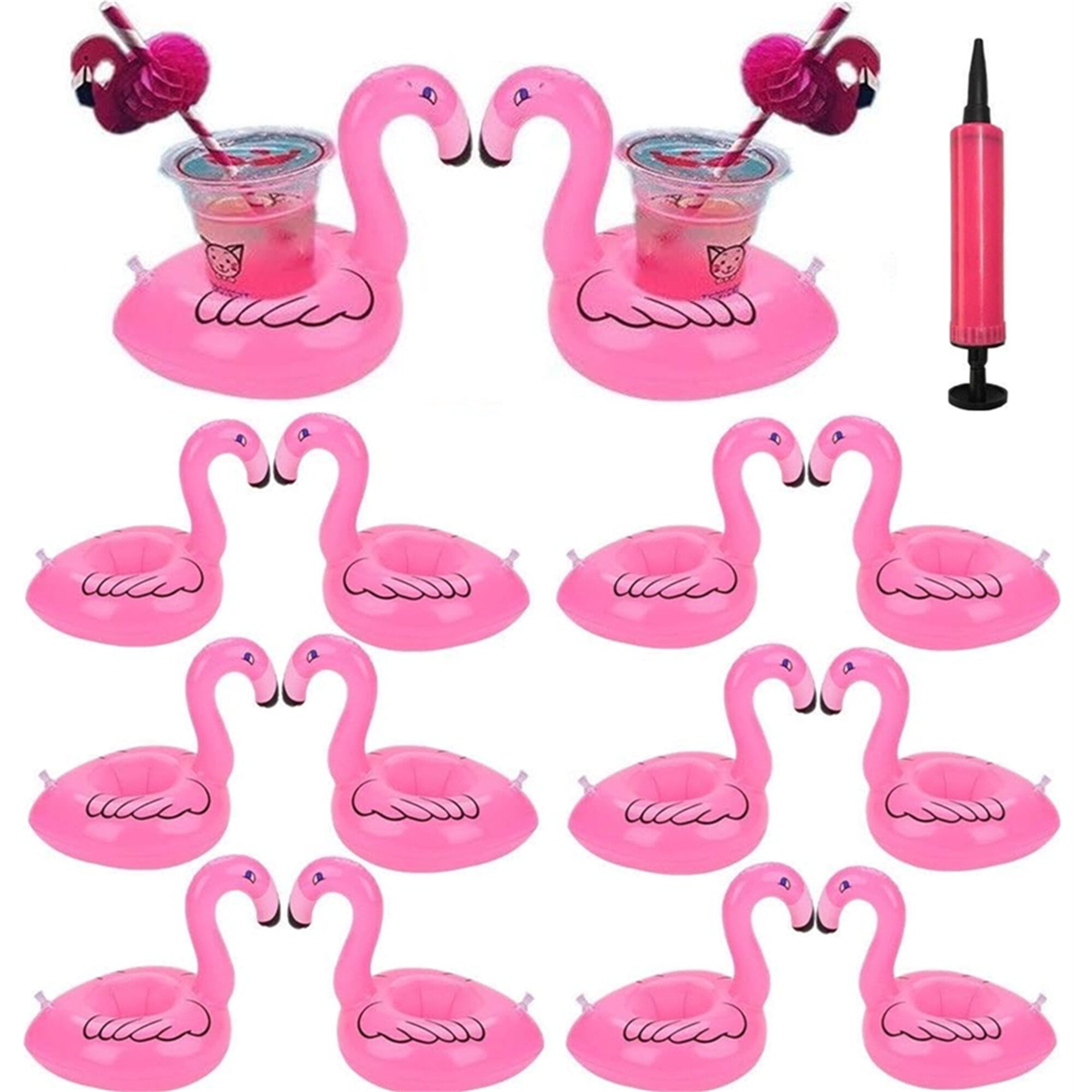 12Pcs Flamingo Inflatable Drink Holder Drink Inflatable Supplies Pool ...