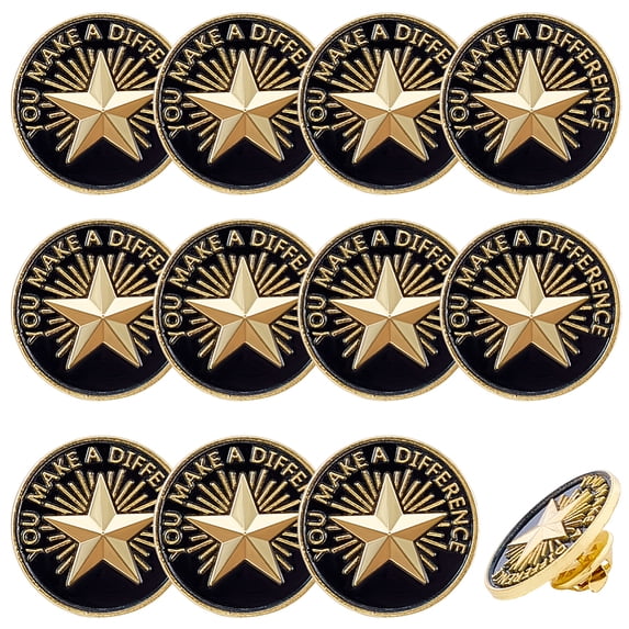 12Pcs Flat Round with Star Pattern & Word You Make A Differnece Enamel ...