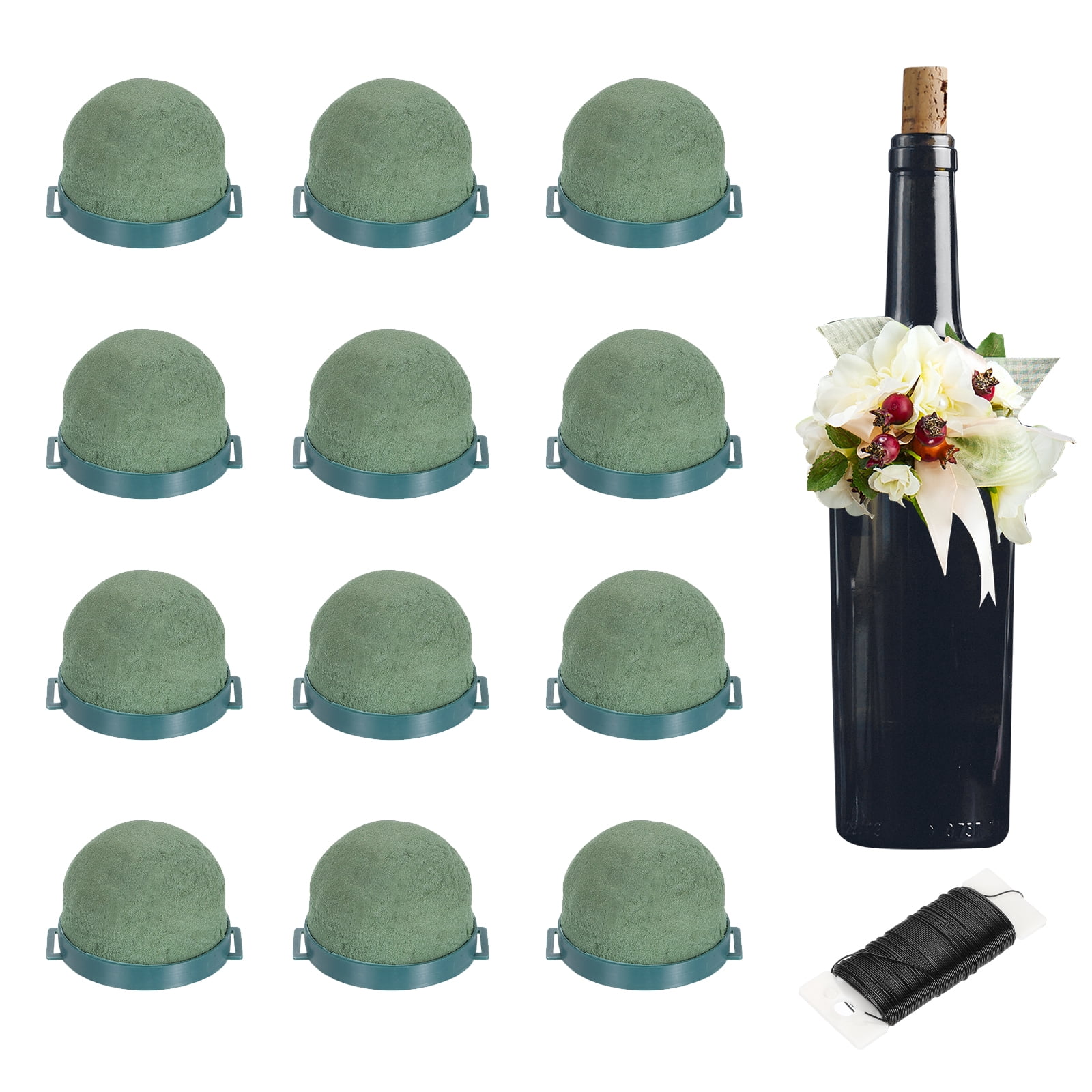 12Pcs Floral Foam Green Flower Floral Dry Foam, Mini Round Floral Foam ...