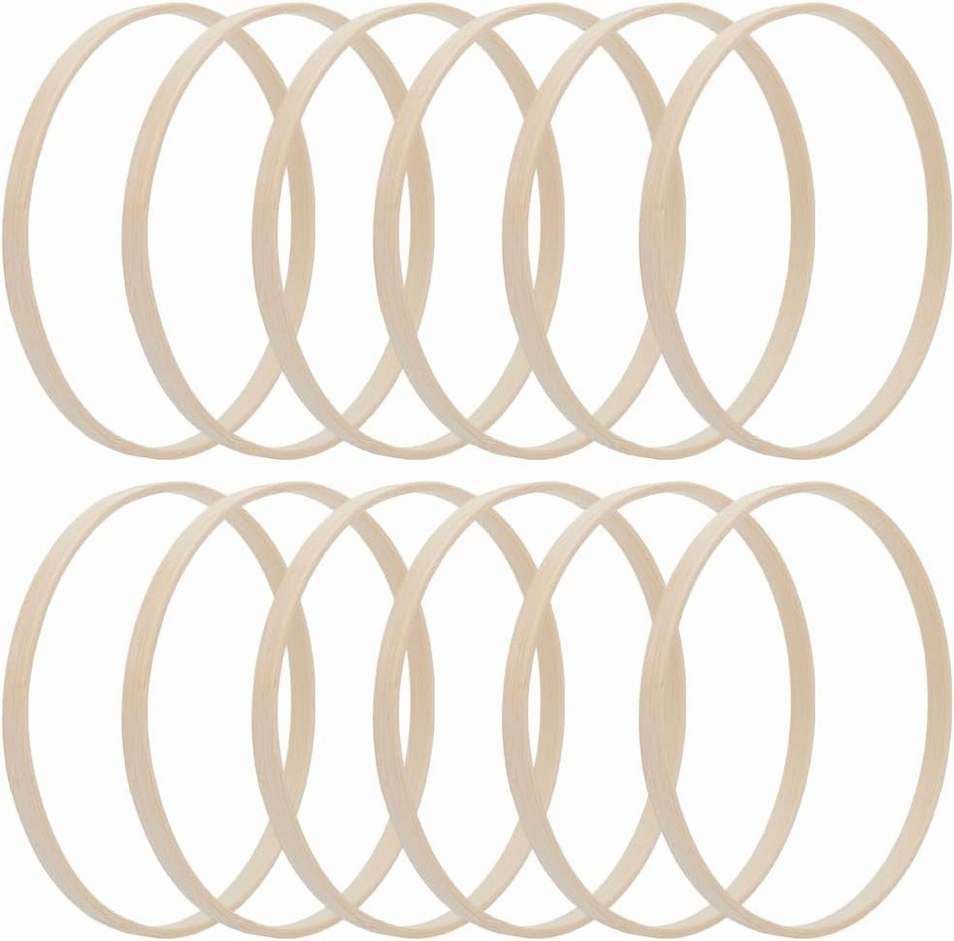 12Pcs Floral Hoop 15Cm/5.91Inch Wood Hoops Bamboo Circles Wreath Rings ...