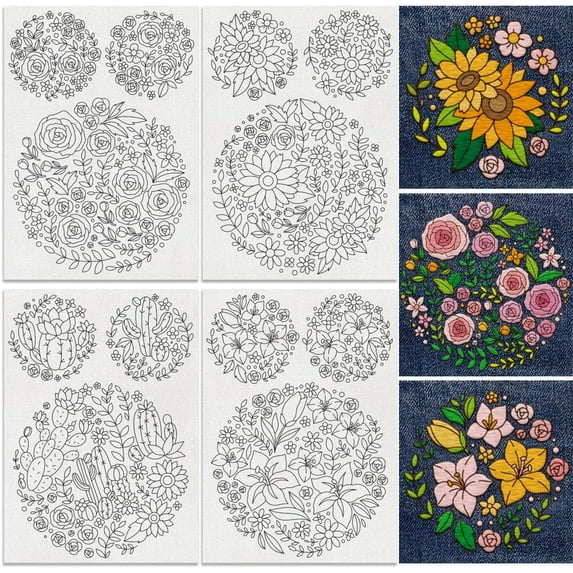 12Pcs Flowers and Leaves Water Soluble Hand Sewing Stabilizers 8.3"x11 ...