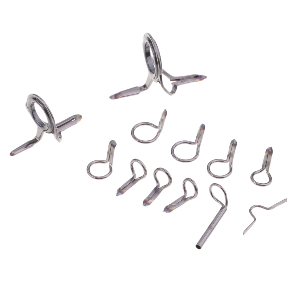 12Pcs Fly Rod Guide Set Rod Building Repair Hard Guides Tip Hooks ...