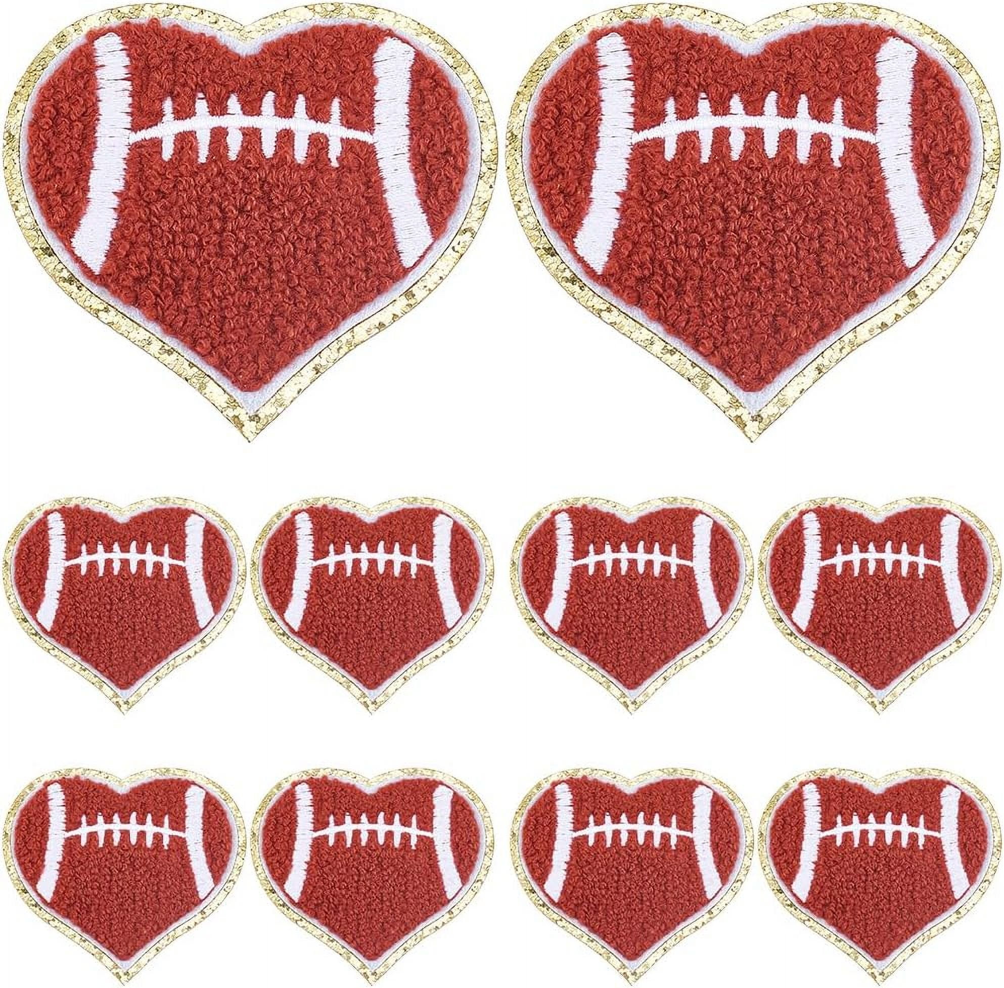 12Pcs Football Embroidered Patches Red Heart Shape Rugby Patch Sew on ...