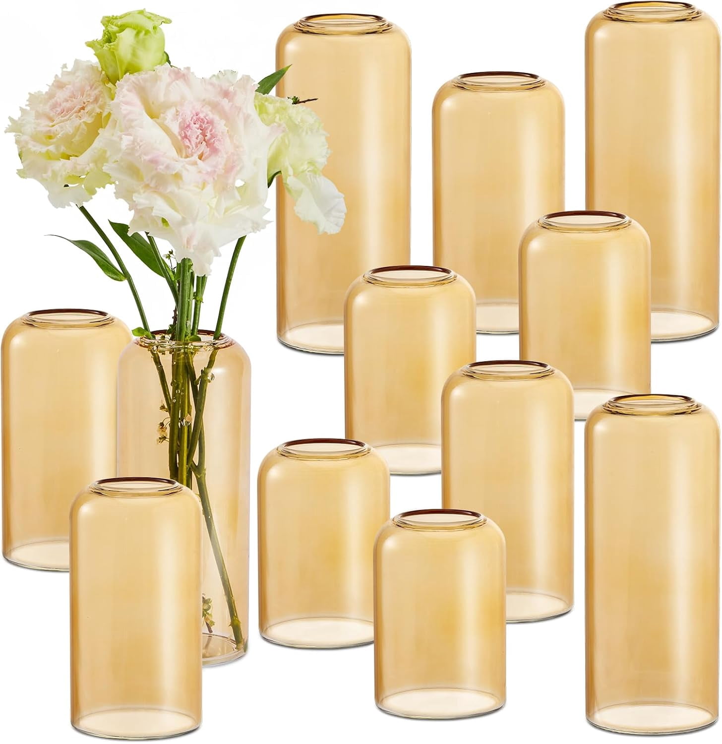 12Pcs Glass Bud Vases Set, Small Flower Vase for Centerpieces, Small ...