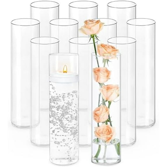 12Pcs Glass Cylinder Vases 12 Inch Tall Clear Flower Vases for ...