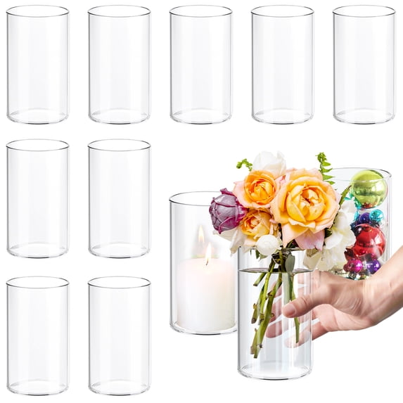 12Pcs Glass Cylinder vases for Centerpieces, 6 Inches Clear Bud Vases ...