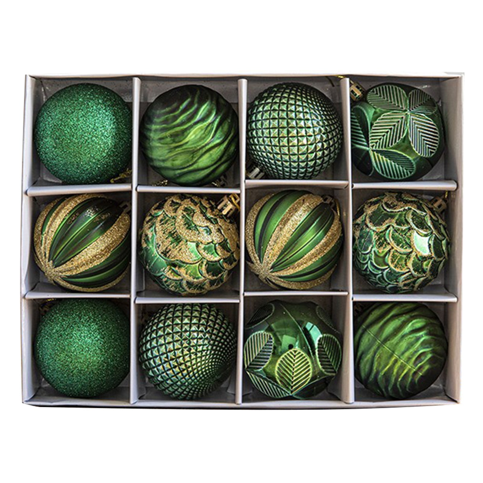 12Pcs Glitter Christmas Ball Ornaments Xmas Tree Ball Hanging Party ...