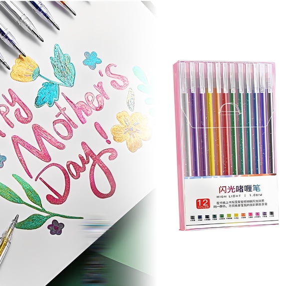 12Pcs Glitter Gel Pens for Adult Coloring Books, Drawing, Doodling and ...
