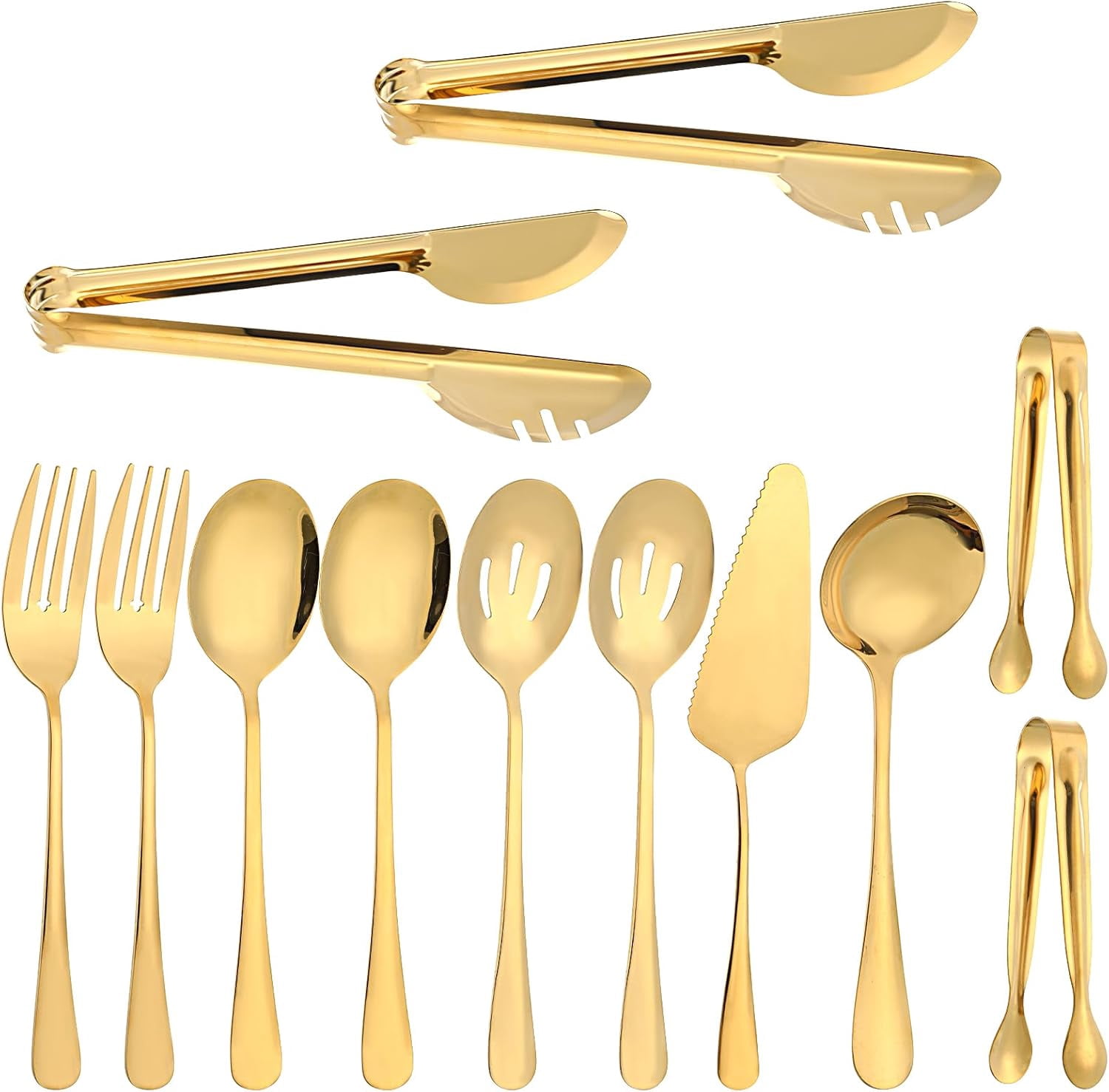 12Pcs Gold Serving Utensils Set, Stainless Steel Serving Utensils Set ...