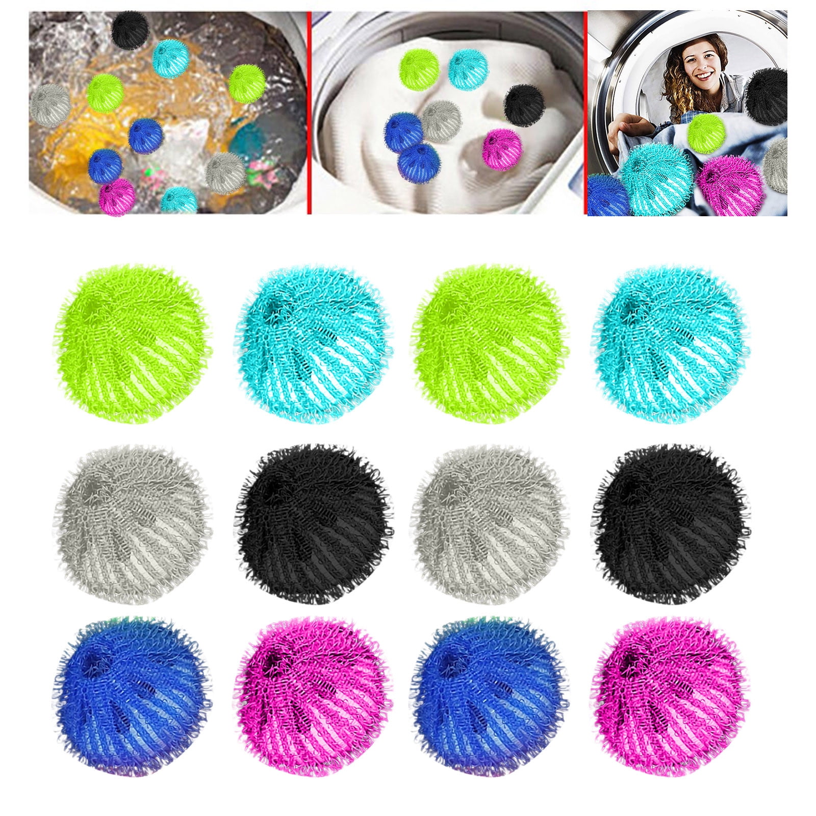 12Pcs Hair Lint Fluff Grabbing Laundry For Washing Machine Wash Ball ...