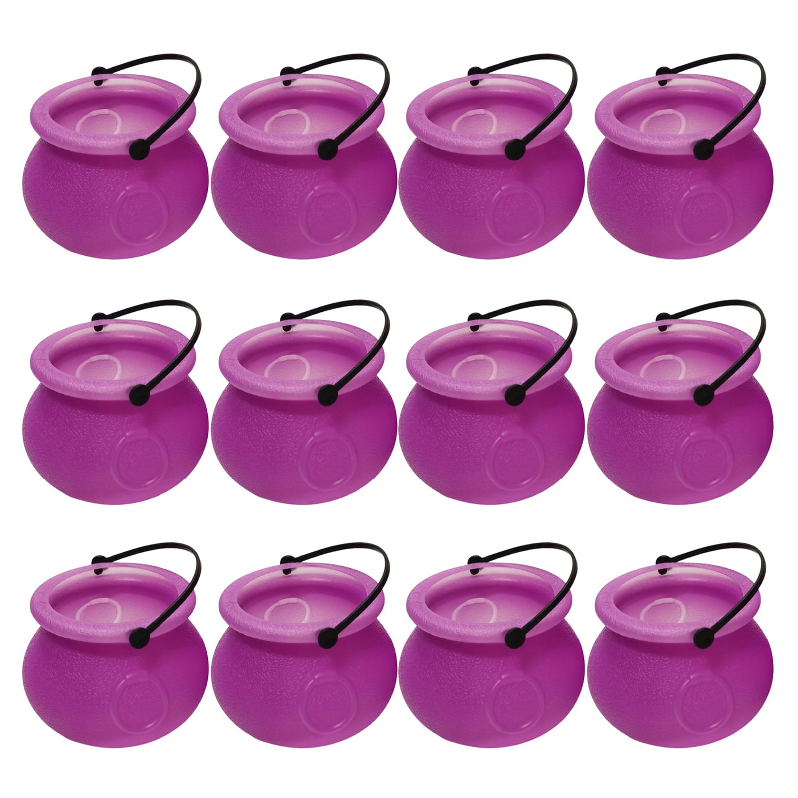 12Pcs Halloween Candy Buckets Black Plastic Witch Cauldron Kettle ...