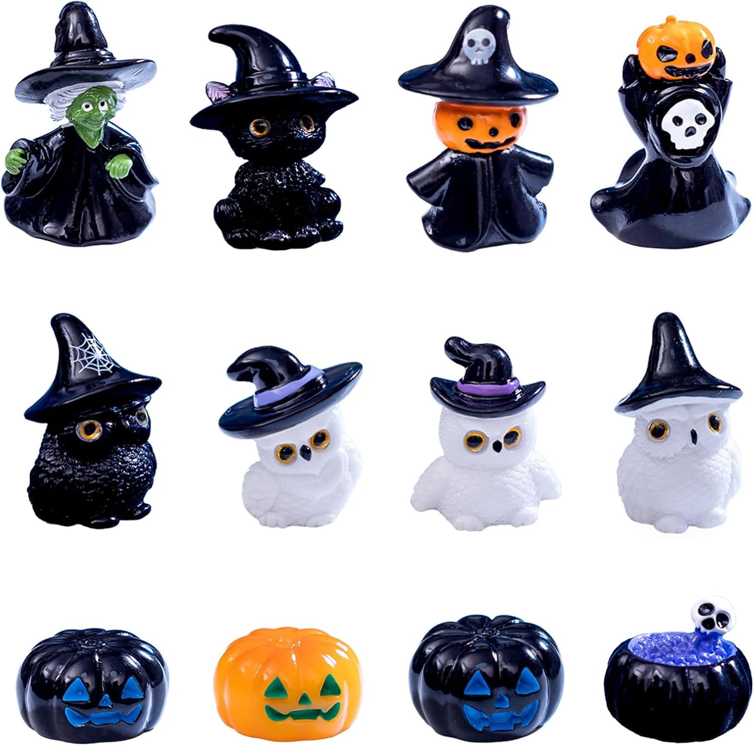 12Pcs Halloween Mini Figurines Resin Halloween Miniature Figurines ...