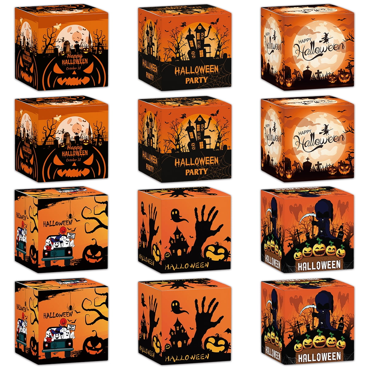 12Pcs Halloween Treat Boxes for Trick or Treat Candy Cookie Container ...