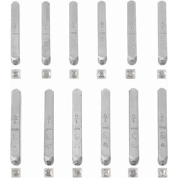 12Pcs Heart-Shaped Metal Stamp Set 12 Styles Love Punch Stamping Set ...
