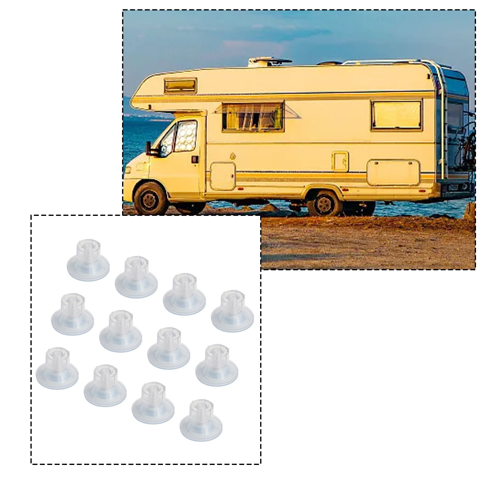 12Pcs High Grip Awning Clear Suction Cup Fixing Pads/Caravan Motorhome ...