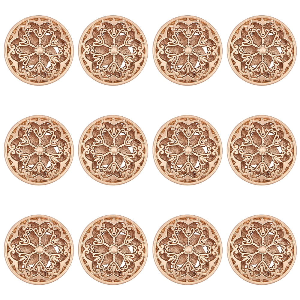 12Pcs Hollow Alloy 1-Hole Buttons for Sewing Crafting Half Round Matte ...