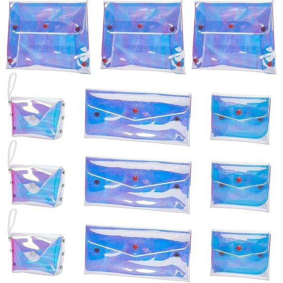 12Pcs Holographic Makeup Bag Travel Cosmetic Pouch Organizer 4 Style ...
