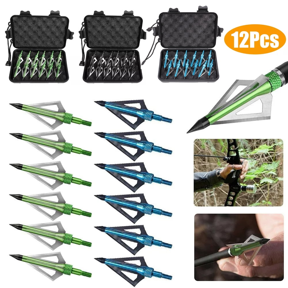 Archery 12PCS Hunting Arrowheads 125 Grain Compound Bow Crossbow ...