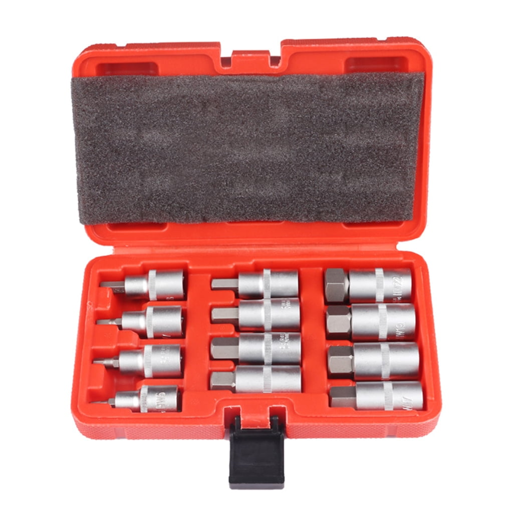 12Pcs Inch Bit Socket Set Allen Socket Bit H5-22 Ratchet Socket Wrench ...