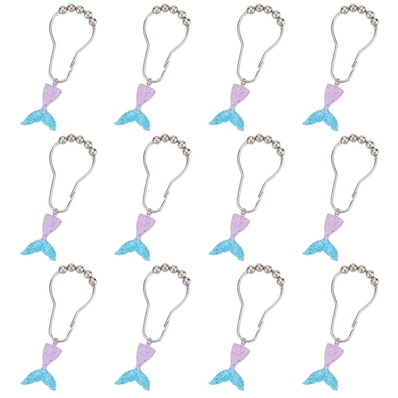 12Pcs Iron Shower Curtain Rings for Bathroom with Two Tone Resin ...