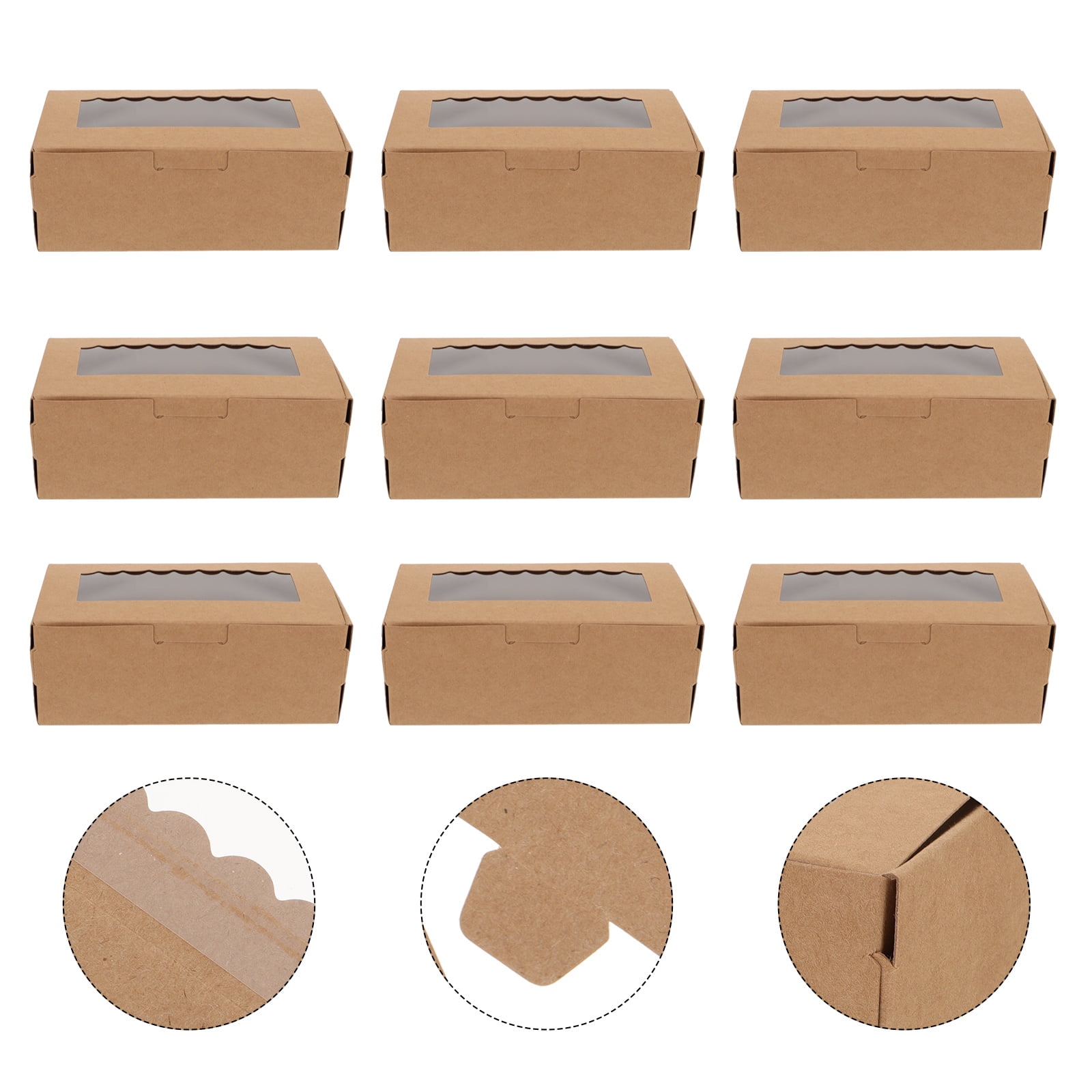 12Pcs Kraft Paper Boxes with Window Brown Bakery Boxes Pastry Treat ...