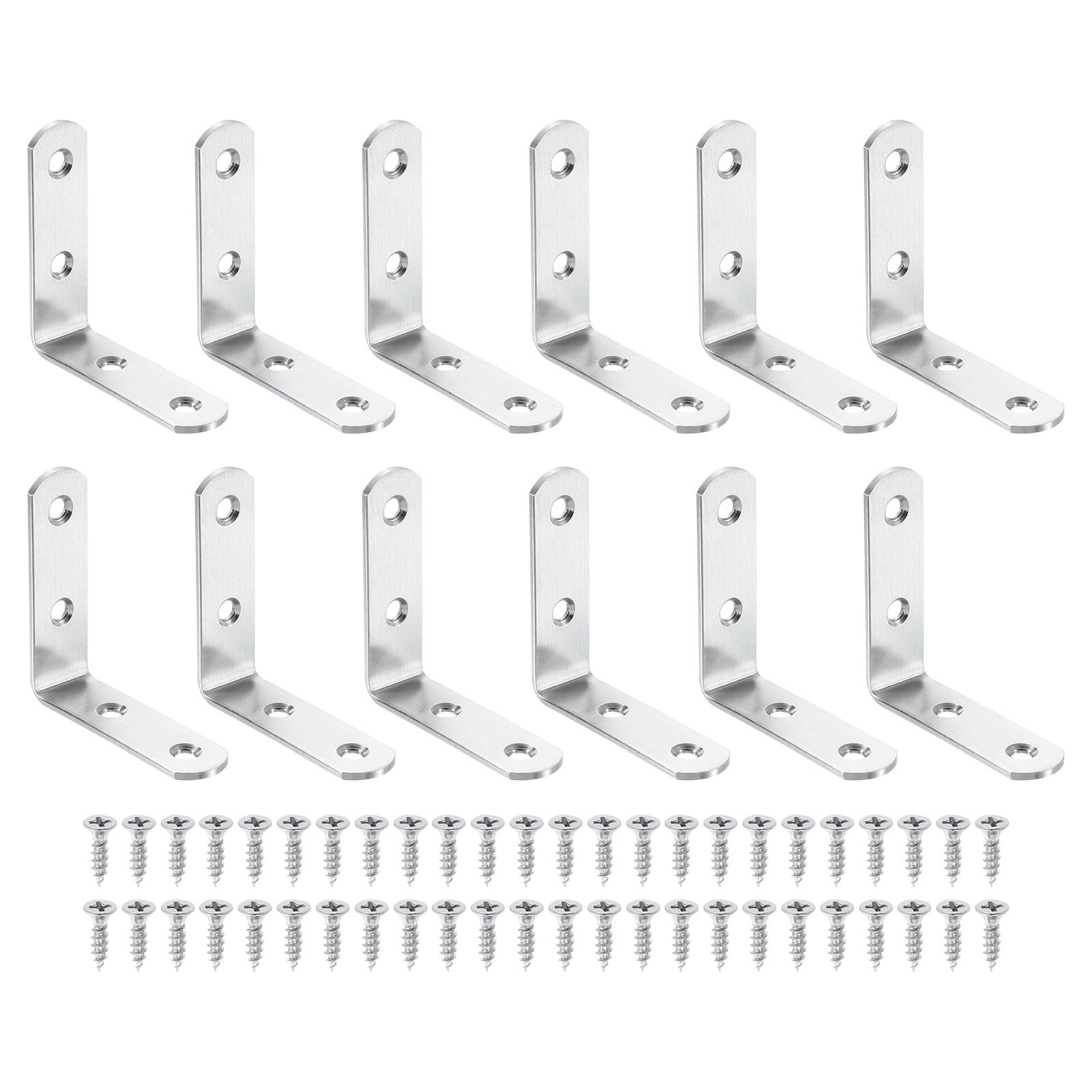 12Pcs L-Shaped Brackets Corner Brace, 2.56"x2.56"x0.79" Corner Bracket Shelf Bracket Right Angle ...