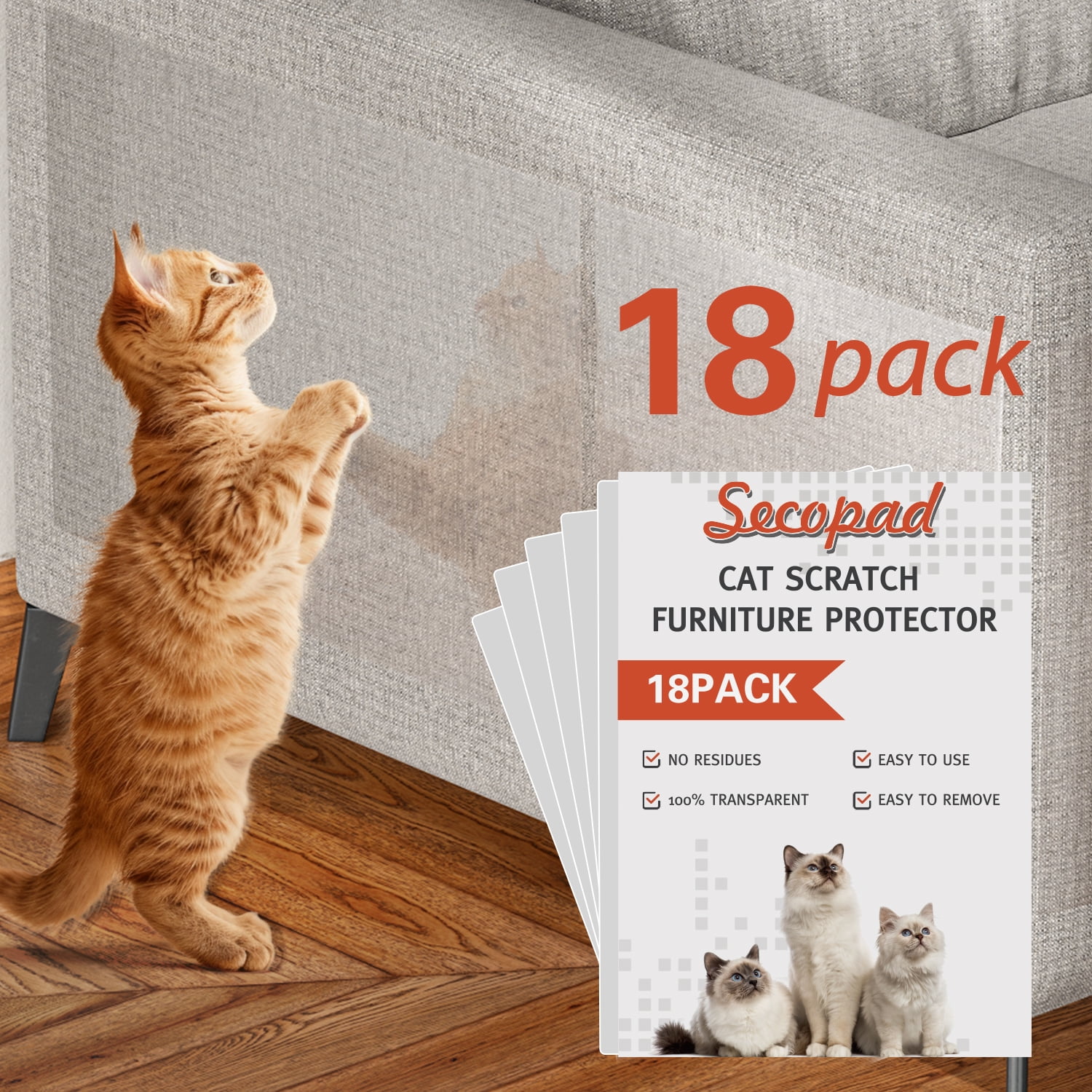 12Pcs Large Cat Scratch Furniture Protector, Transparent Couch ...