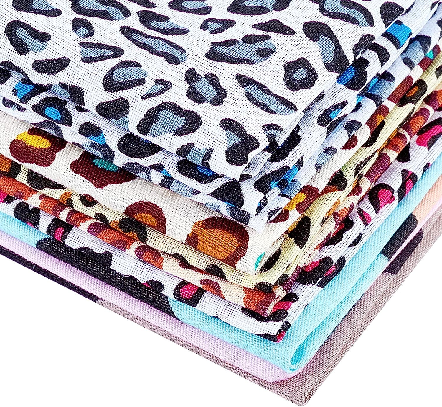 12Pcs Leopard Print Fabric Square Precut Cheetah Animal Print Cotton ...