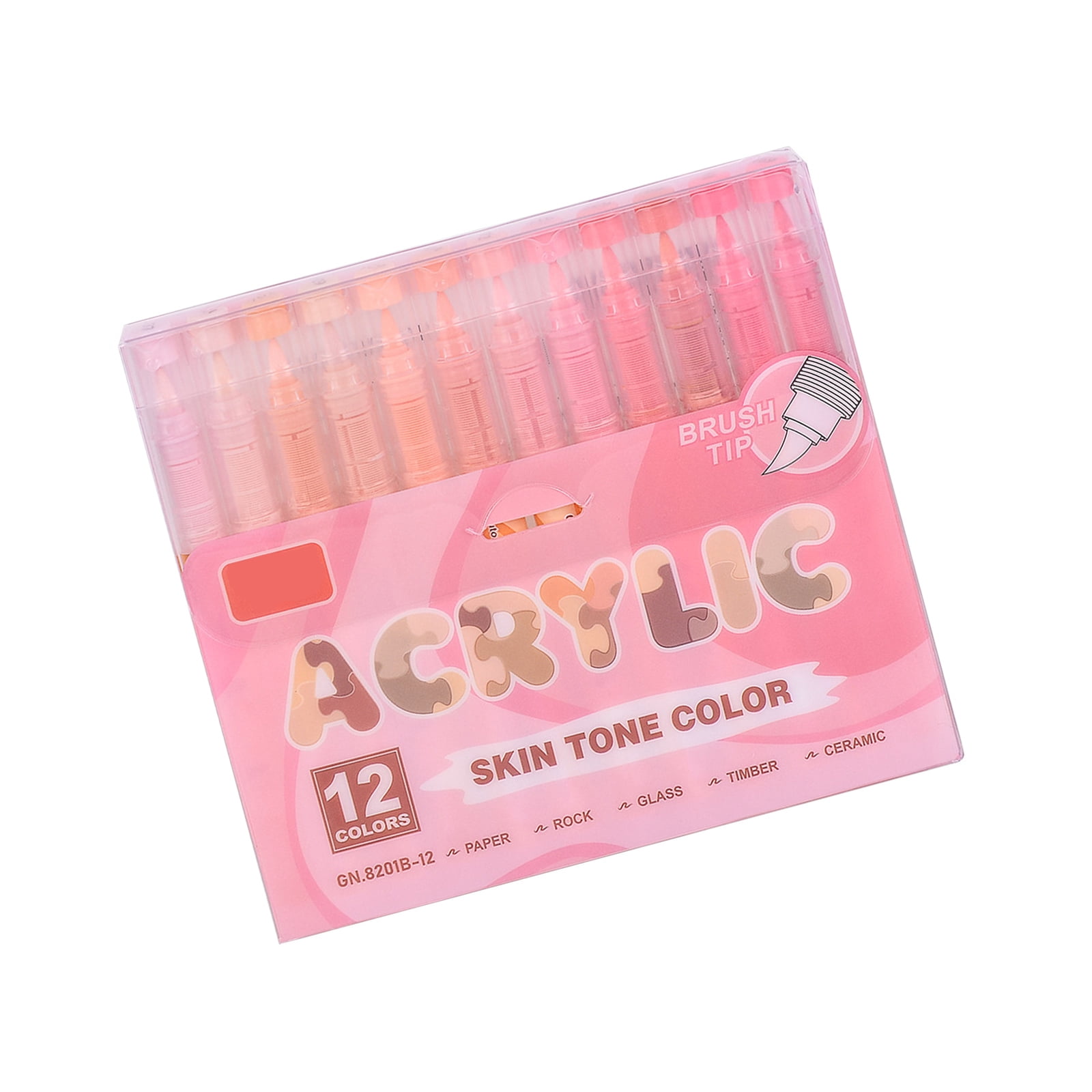 12Pcs Liquid Acrylic Marker 12 Color Acrylic Paint Pen Brush Marker for ...