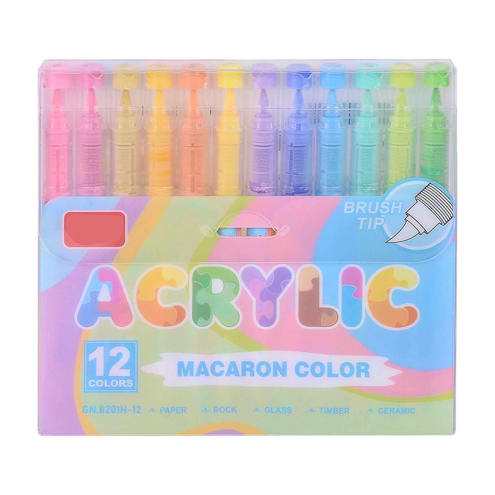 12Pcs Liquid Acrylic Marker 12 Color Acrylic Paint Pen Brush Marker for ...